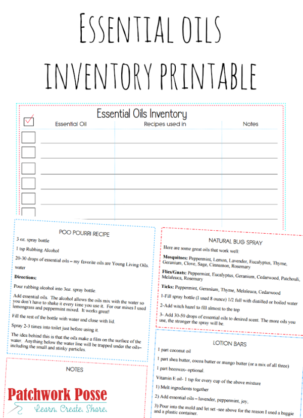 Essential Oils List Blank Printable - Patchwork Posse