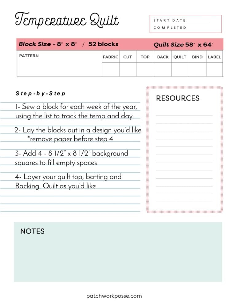 Temperature Quilt February and March Blocks - Patchwork Posse