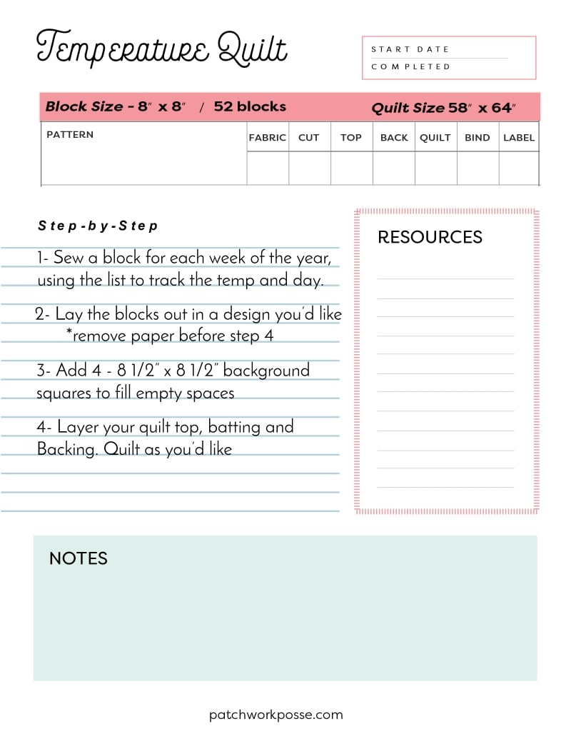 Temperature Quilt Pattern and Quilt Along - Patchwork Posse