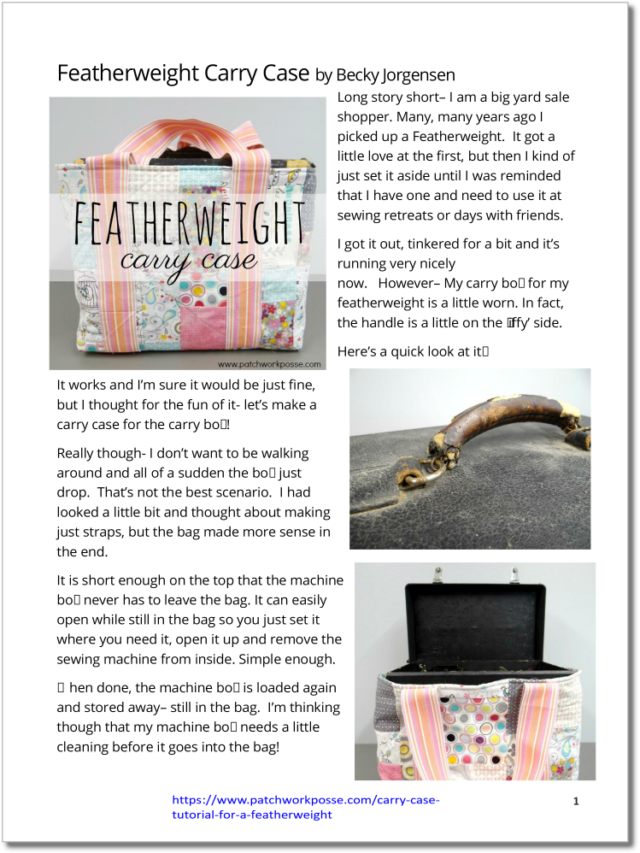 Carry Case Tutorial For Your Featherweight - Patchwork Posse