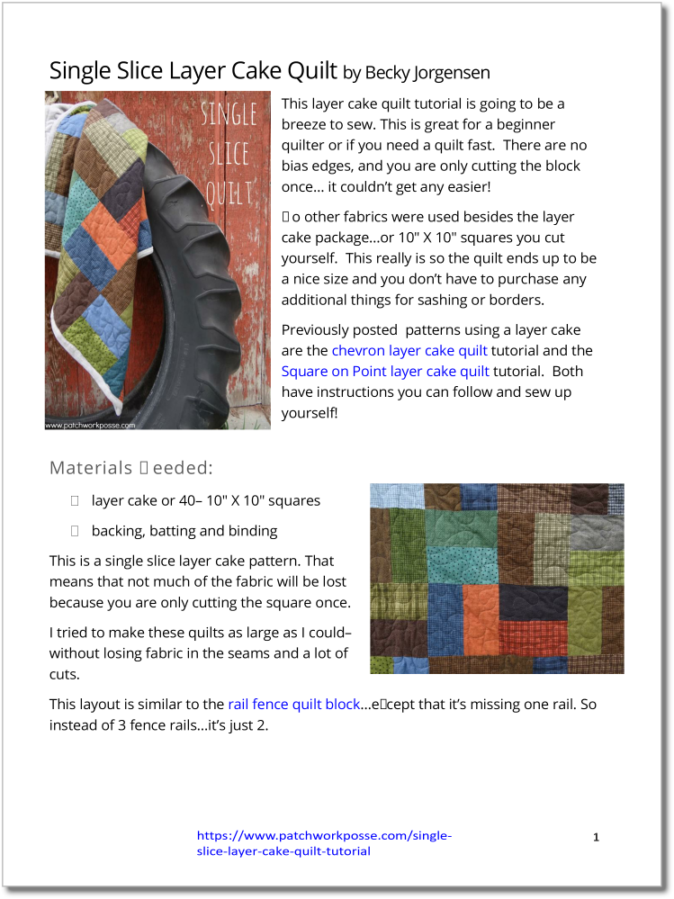 Single Slice Layer Cake Quilt Tutorial - Patchwork Posse