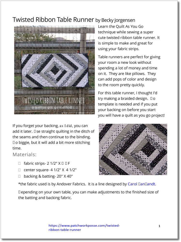 Twisted Ribbon Table Runner - Patchwork Posse